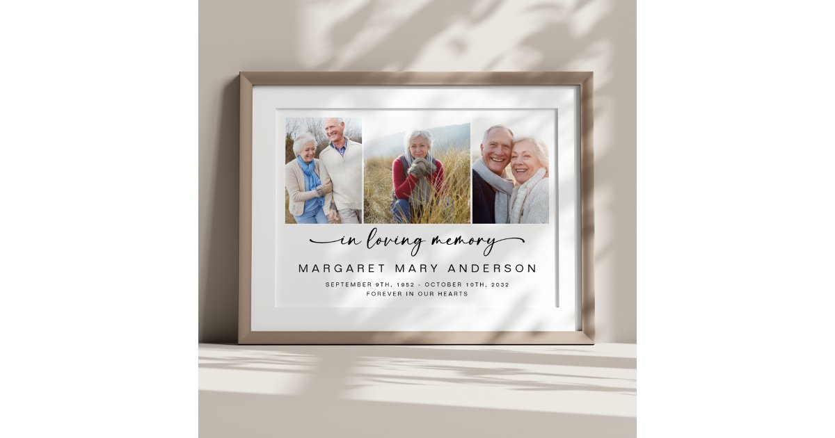 In Loving Memory | Three Photos Memorial Print | Zazzle