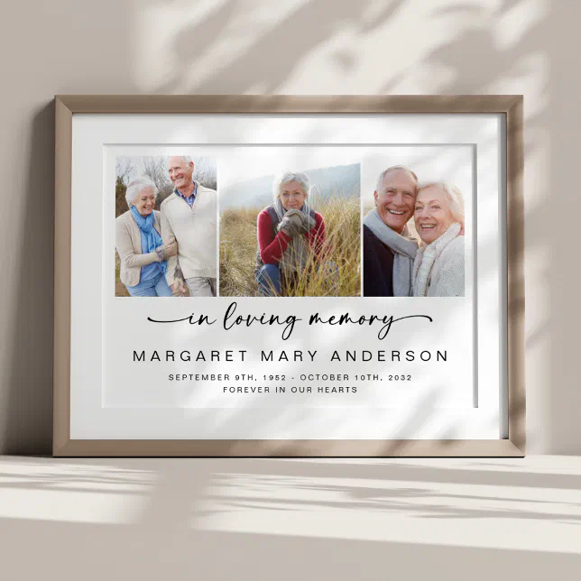 In Loving Memory | Three Photos Memorial Print | Zazzle