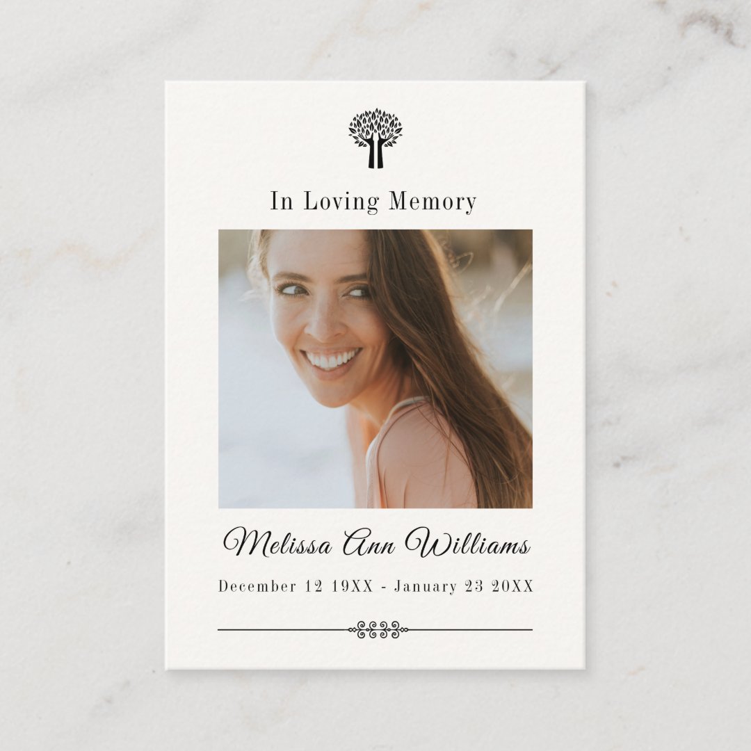 In Loving Memory Tree Funeral Memorial Card | Zazzle