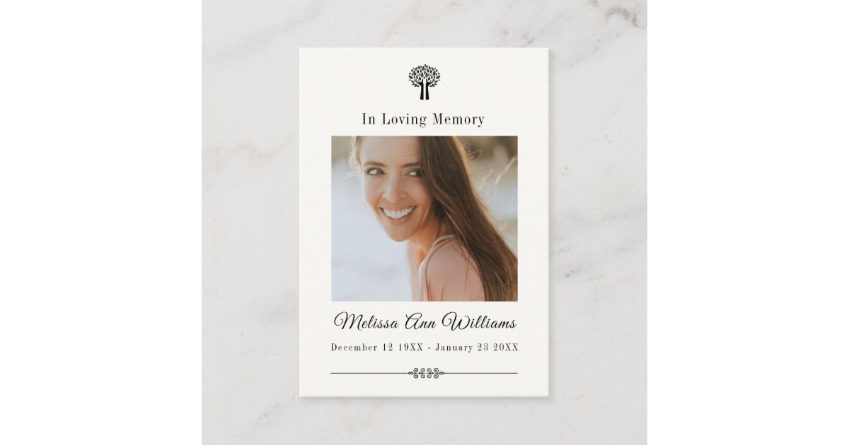 In Loving Memory Tree Funeral Memorial Card | Zazzle