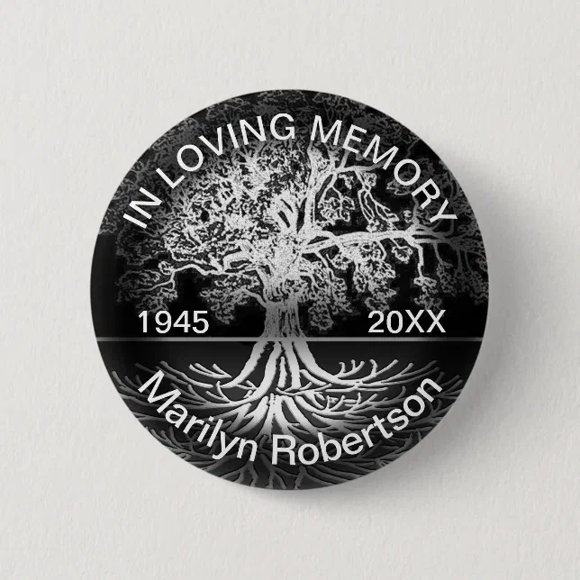 In Loving Memory Tree of Life Button | Zazzle