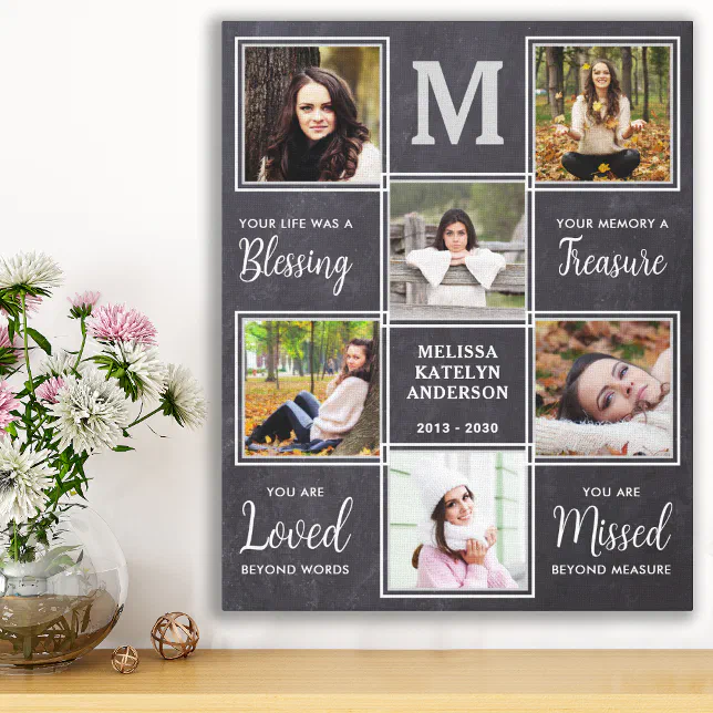 In Loving Memory Unique Photo Collage Memorial Canvas Print | Zazzle