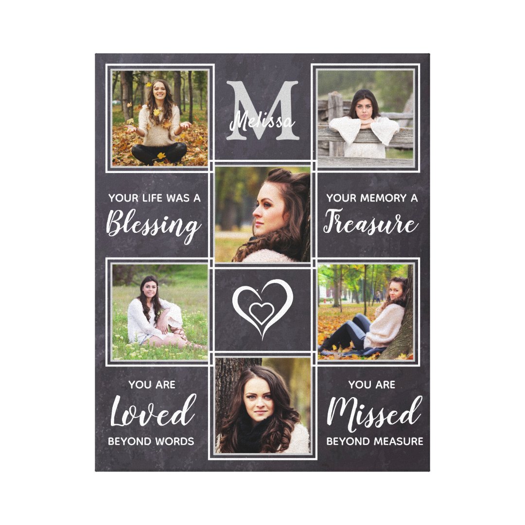 In Loving Memory Unique Photo Collage Memorial Canvas Print | Zazzle