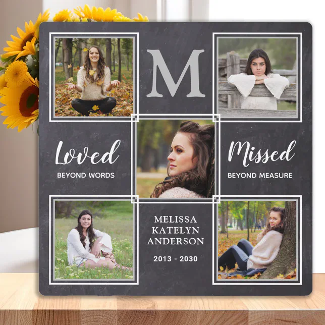In Loving Memory Unique Photo Collage Memorial Plaque | Zazzle