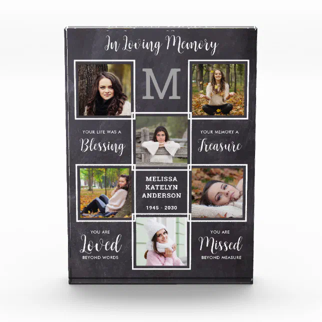 In Loving Memory Unique Picture Collage Memorial Photo Block | Zazzle