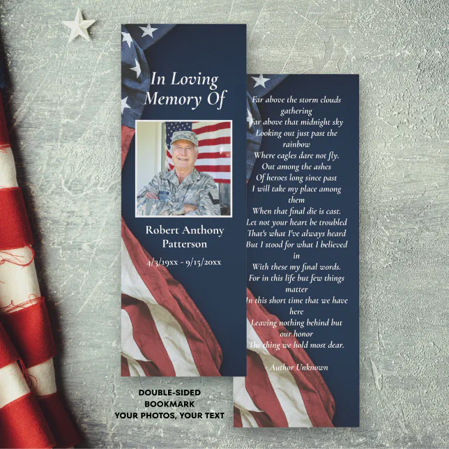 In loving Memory, USA American Flag, Photo Bookmarks | Zazzle