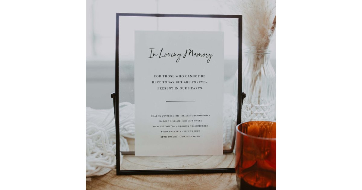 In Loving Memory Wedding Memorial Remembrance Sign | Zazzle