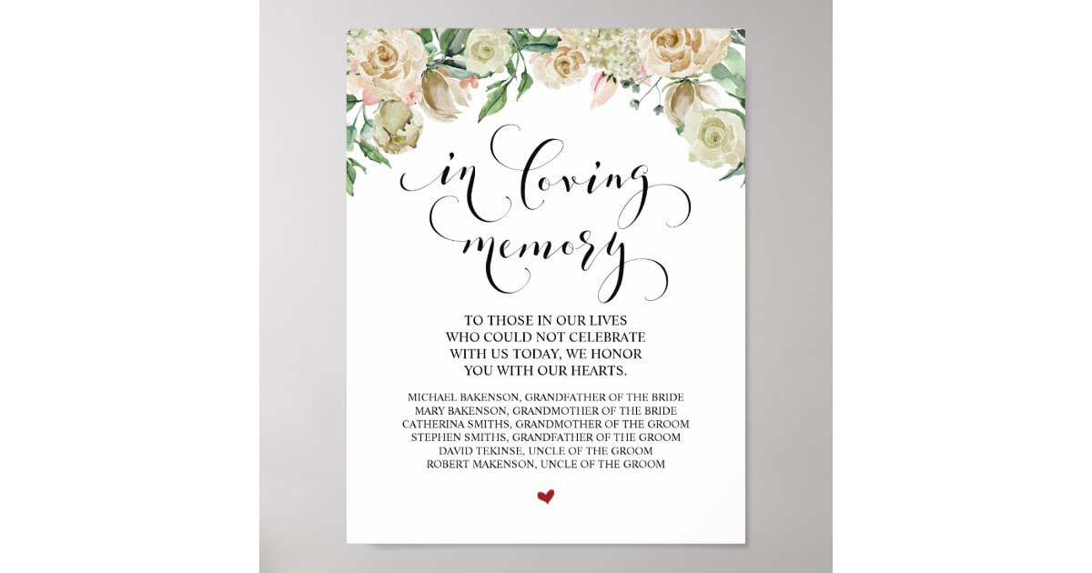 In loving memory Wedding Memorial Table Sign | Zazzle