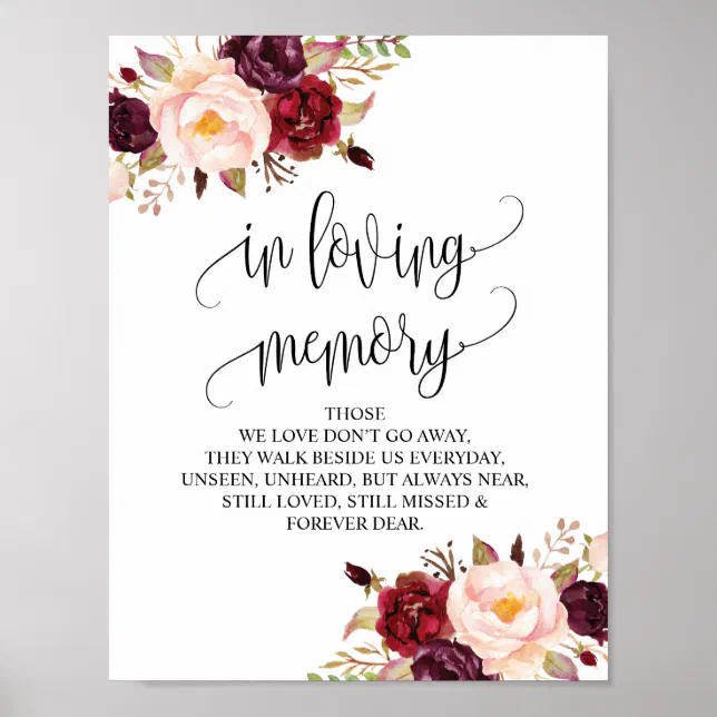 In loving memory Wedding Memorial Table Sign v10 | Zazzle