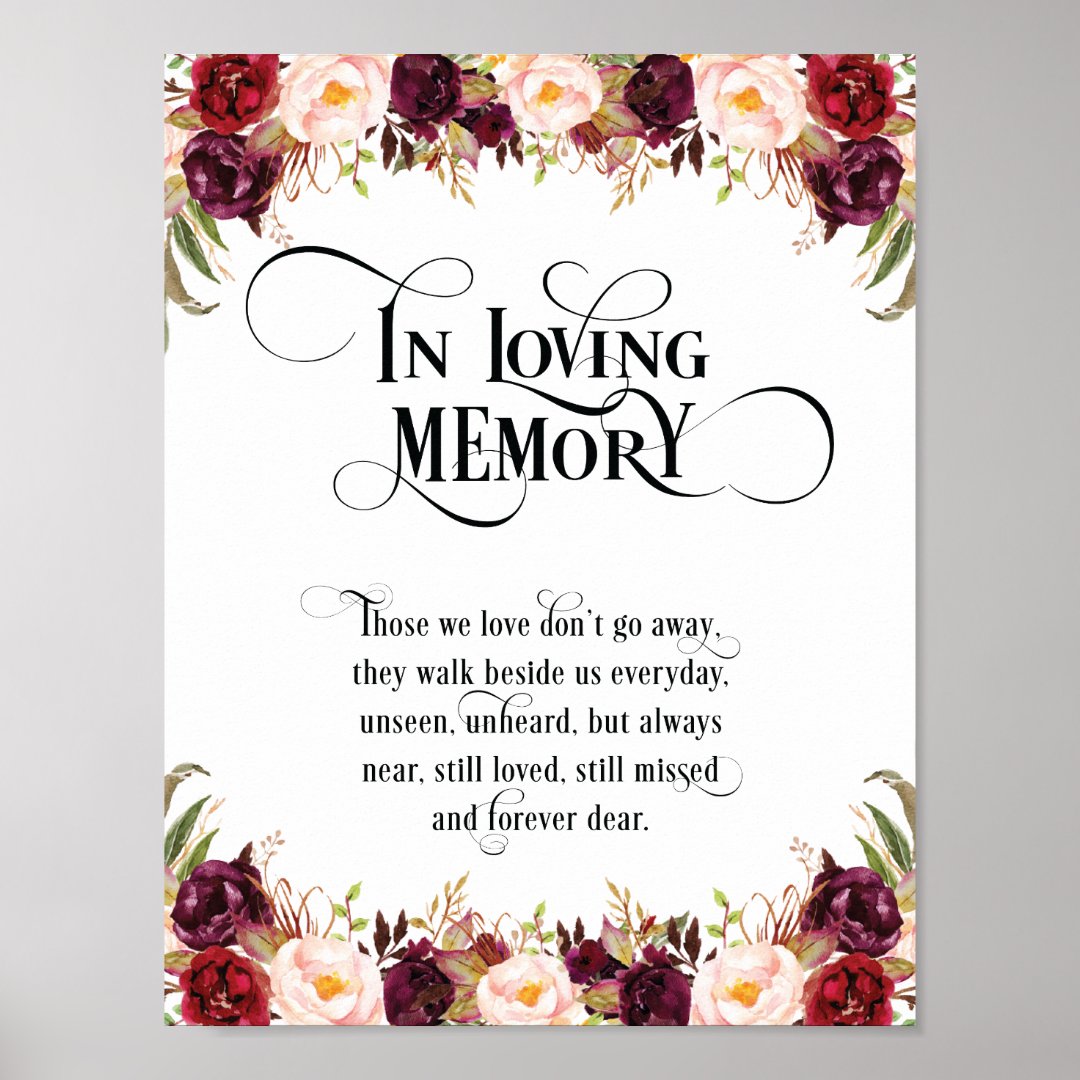 In loving memory Wedding Memorial Table Sign v6 | Zazzle