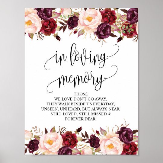 In loving memory Wedding Memorial Table Sign v9 | Zazzle.com