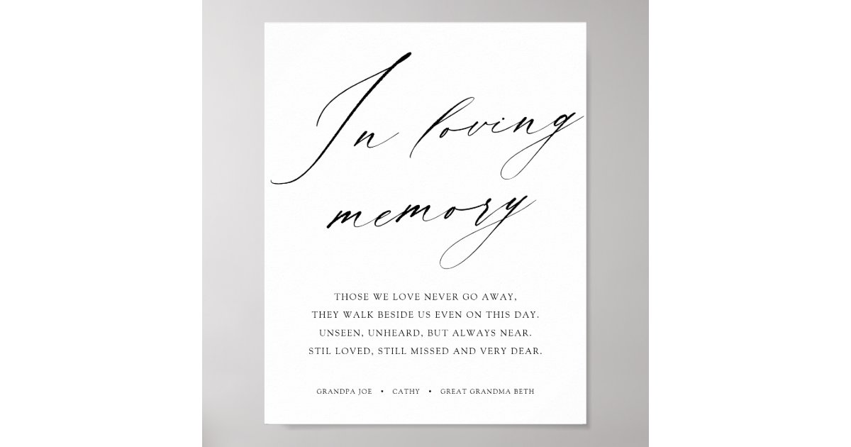 In Loving Memory Wedding Poster | Zazzle