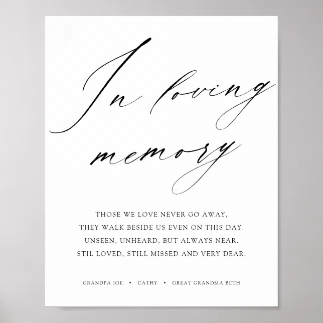 In Loving Memory Wedding Poster | Zazzle