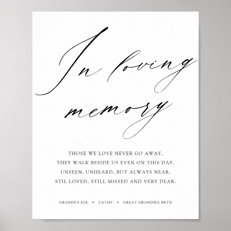 In Loving Memory Wedding Poster | Zazzle
