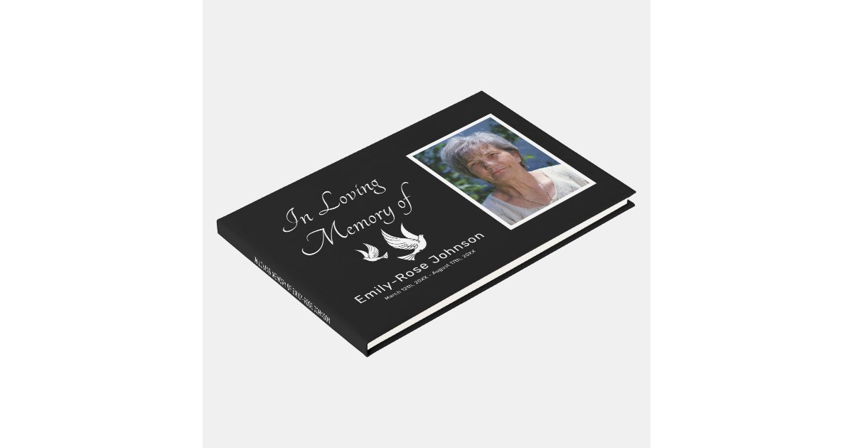 In Loving Memory | White Doves Funeral Memorial Guest Book | Zazzle