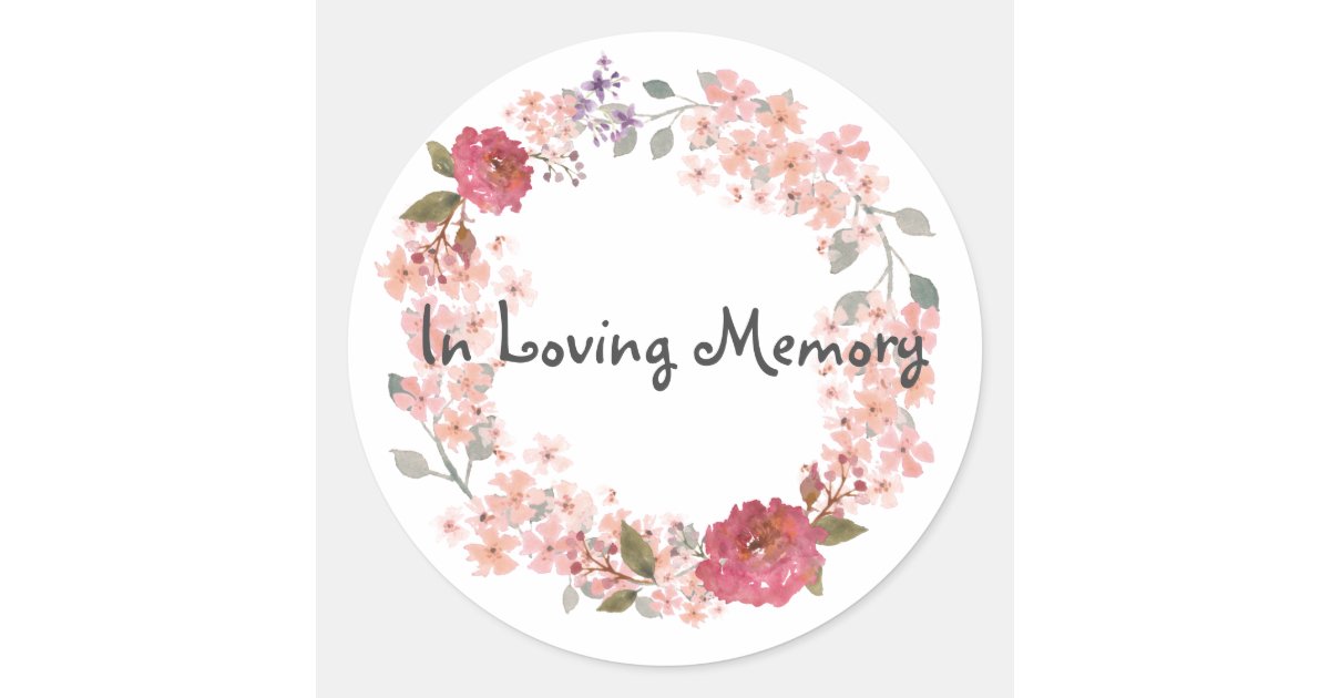 In Loving Memory Wreath Classic Round Sticker | Zazzle