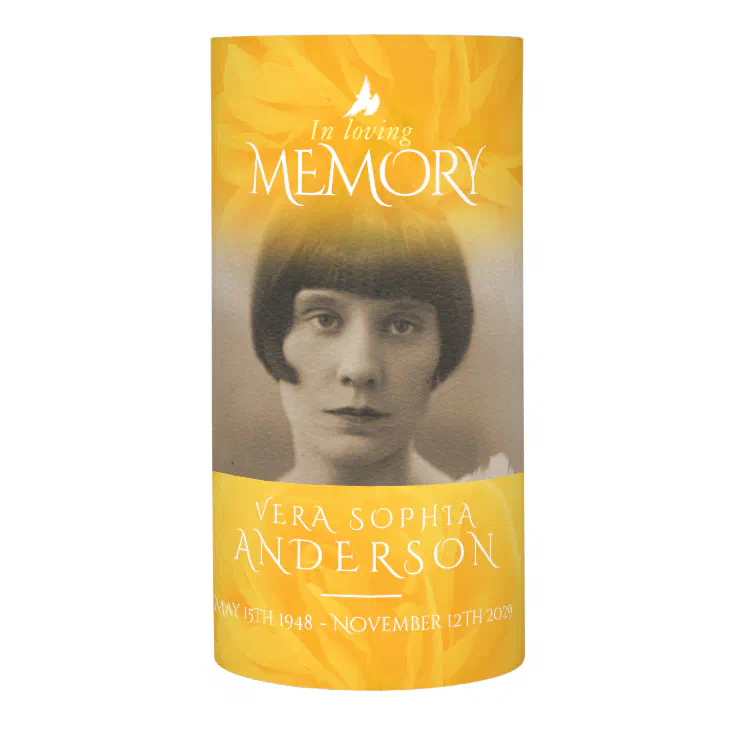 In loving memory yellow rose photo led candle | Zazzle