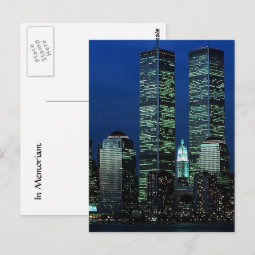 In Memoriam In memory of Twin Towers WTC NYC Postcard | Zazzle