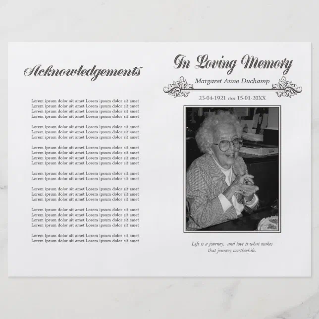 In Memoriam Loving Memory Funeral Booklet Template Flyer | Zazzle