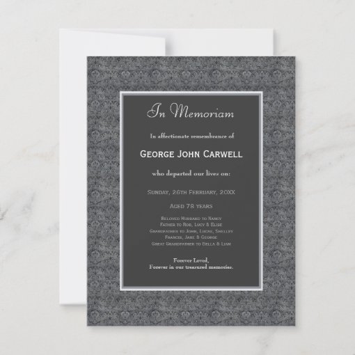 In Memoriam Remembrance Death Notice Photo Invitation | Zazzle