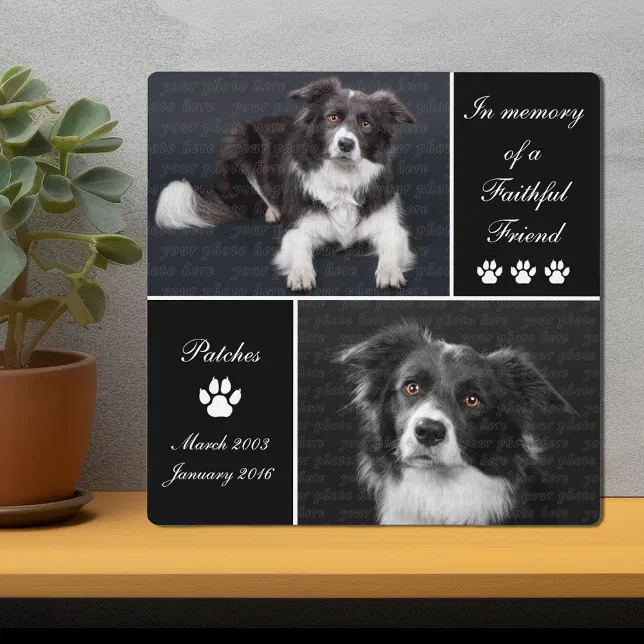 In Memory Dog Photo Memorial Keepsake Plaque | Zazzle