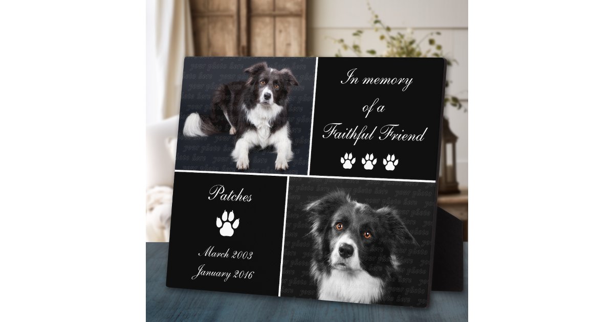 In Memory Dog Tribute Pet Photo Memorial Keepsake Plaque | Zazzle