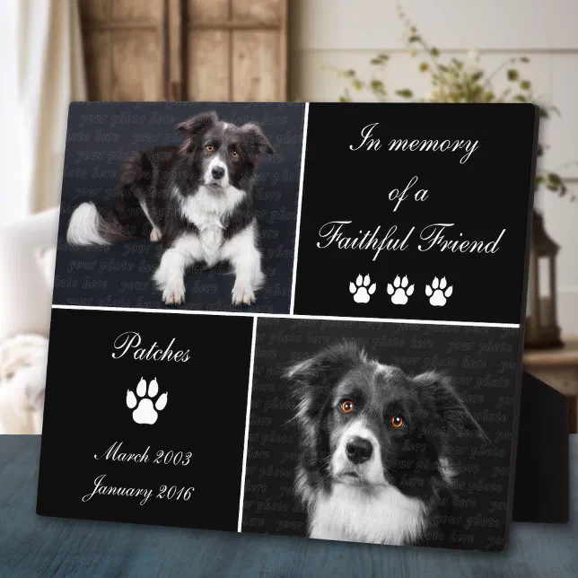 In Memory Dog Tribute Pet Photo Memorial Keepsake Plaque | Zazzle