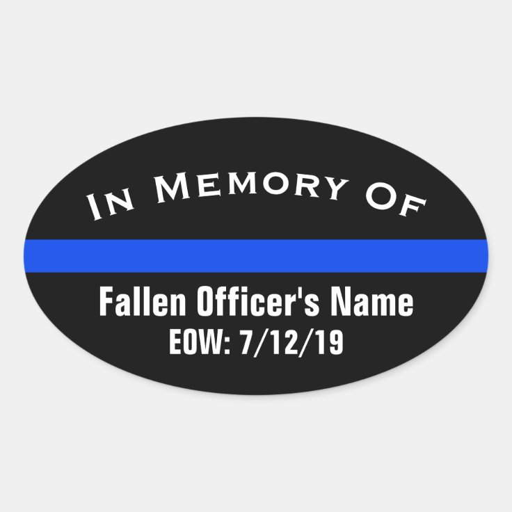 IN MEMORY OF FALLEN OFFICER THIN BLUE LINE STICKER | Zazzle