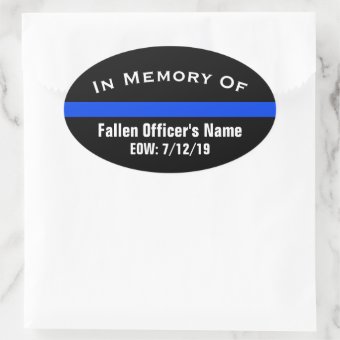 IN MEMORY OF FALLEN OFFICER THIN BLUE LINE STICKER | Zazzle