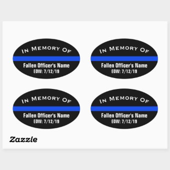 IN MEMORY OF FALLEN OFFICER THIN BLUE LINE STICKER | Zazzle