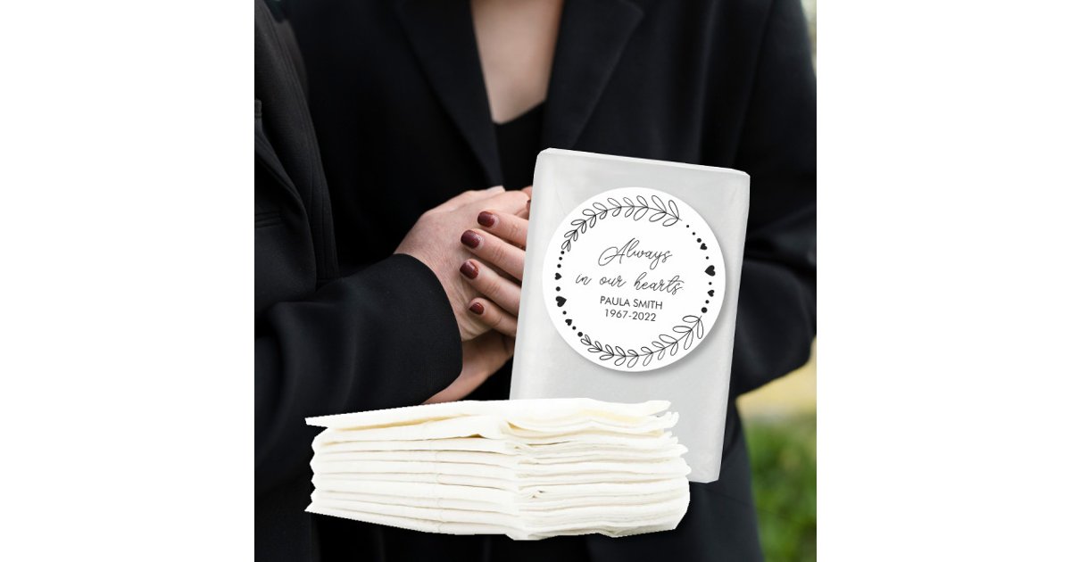 In Memory Of Funeral Gift Always in Our Hearts Classic Round Sticker ...