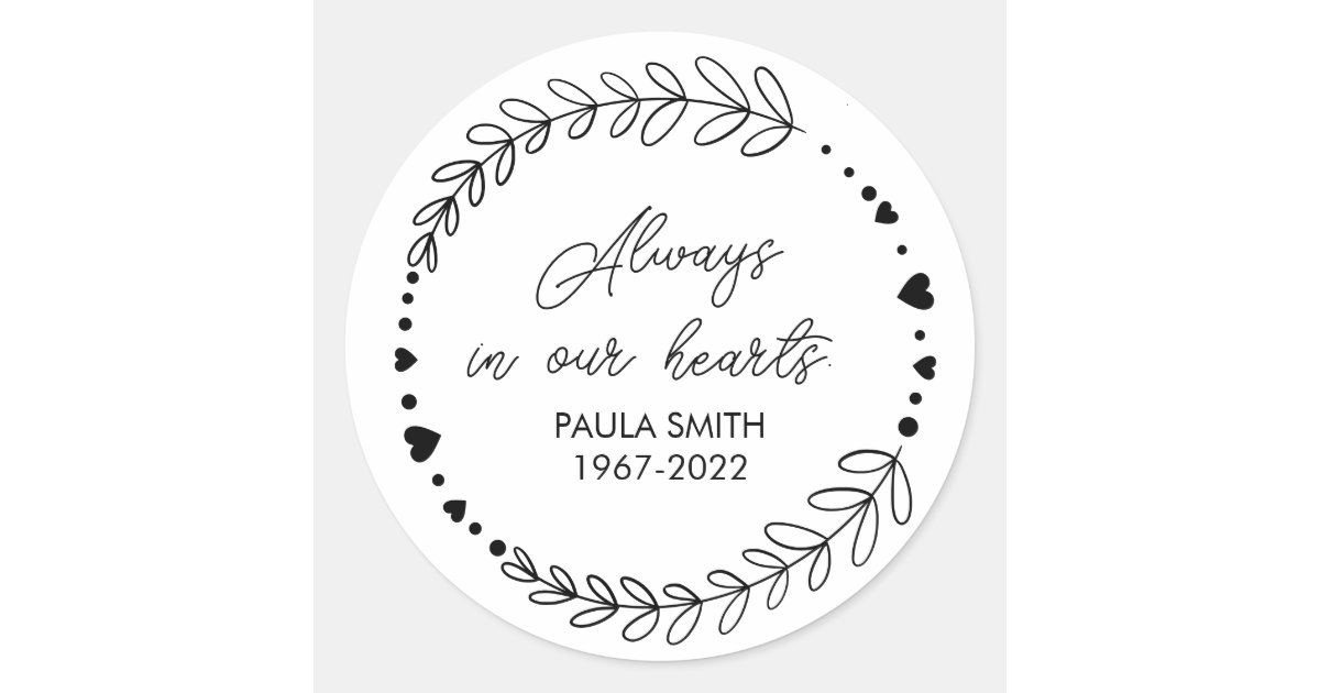 In Memory Of. Funeral Gift Classic Round Sticker | Zazzle