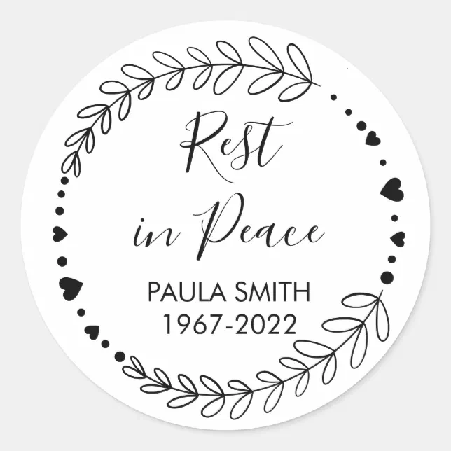 In Memory Of. Funeral Gift Classic Round Sticker | Zazzle