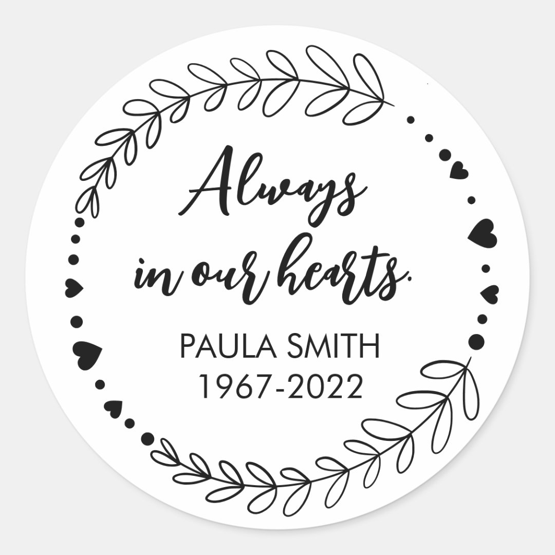 In Memory Of. Funeral Gift Classic Round Sticker | Zazzle