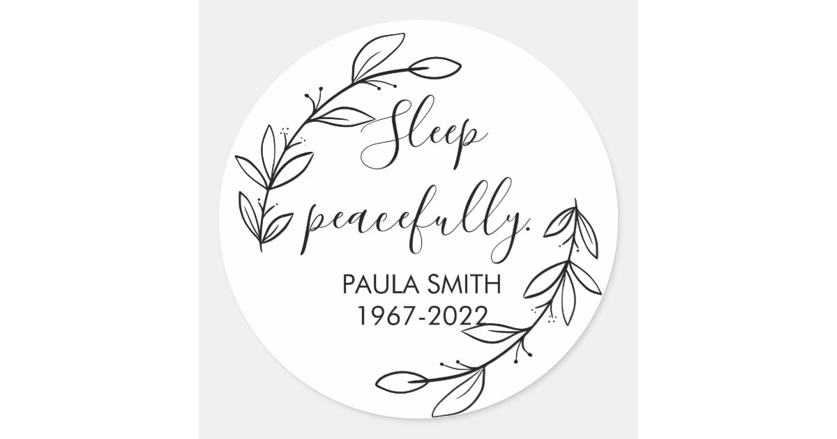 In Memory Of. Funeral Gift Sleep peacefully. Classic Round Sticker | Zazzle