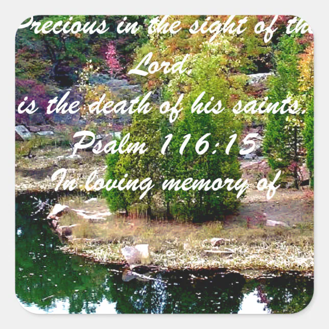 In Memory of Psalm 116:15 Square Sticker | Zazzle