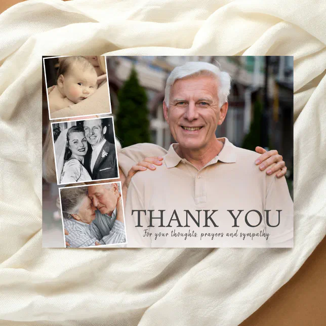 In Memory of, Sympathy Thank You Photo Collage Postcard | Zazzle
