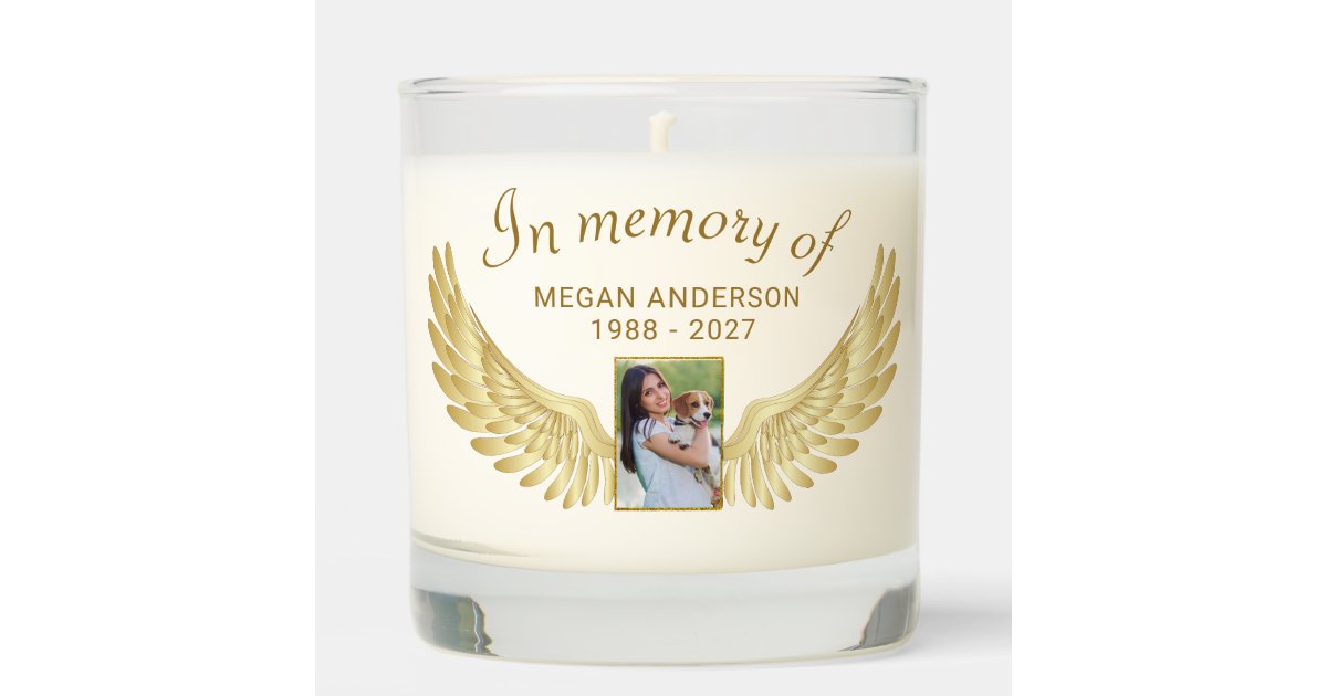 In Memory Remembrance Photo Memorial Scented Candle | Zazzle