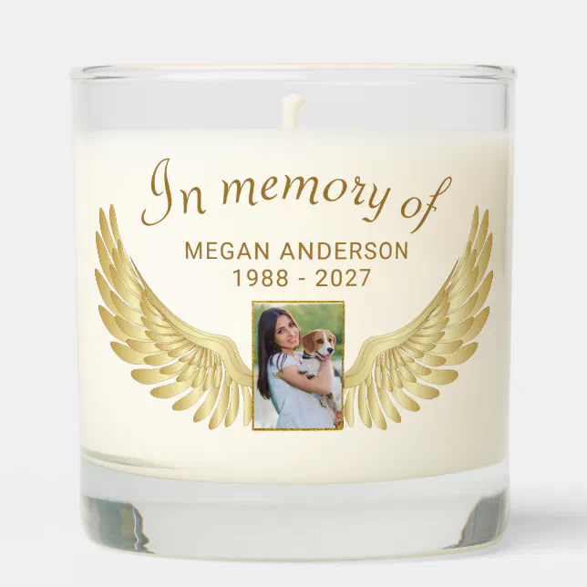 In Memory Remembrance Photo Memorial Scented Candle | Zazzle
