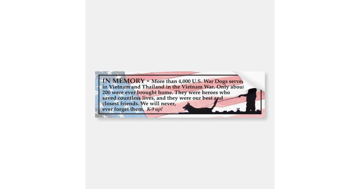 In Memory - War Dogs Bumper Sticker | Zazzle