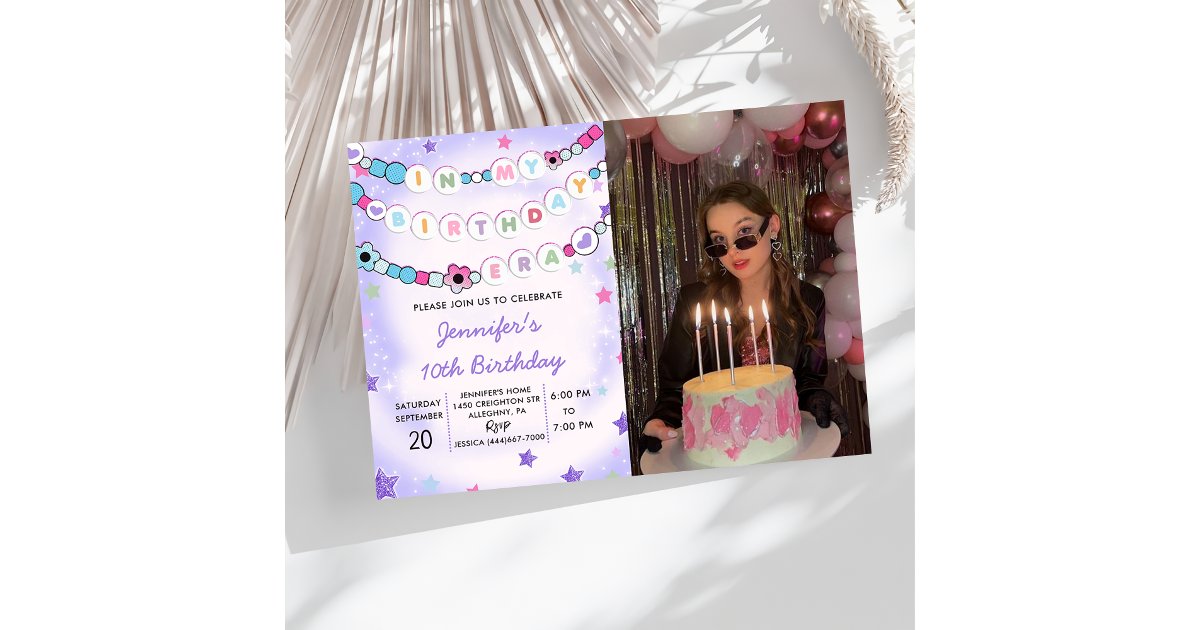 In My Birthday Era Friendship Bracelet Photo Invitation | Zazzle