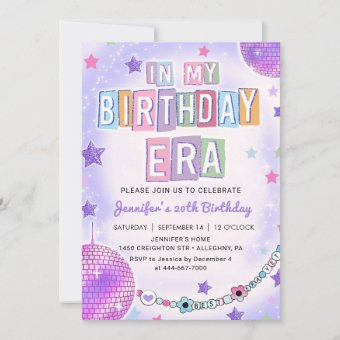 In My Birthday Era Purple Disco Birthday Invitation | Zazzle