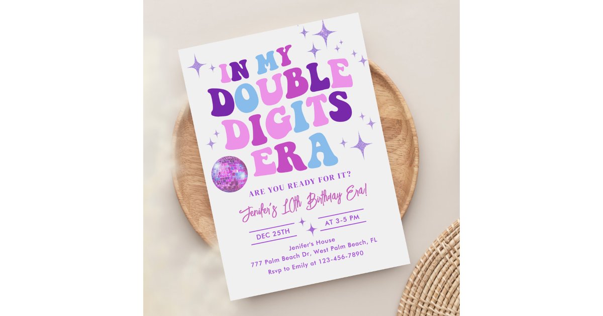 In My Double Digits Era Birthday Invitation | Zazzle