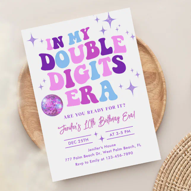 In My Double Digits Era Birthday Invitation | Zazzle