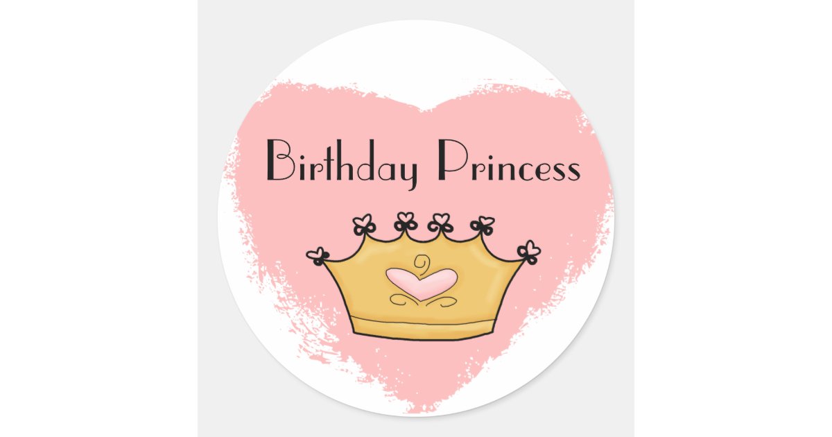 In My Pink Heart Princess Happy Birthday Sticker | Zazzle