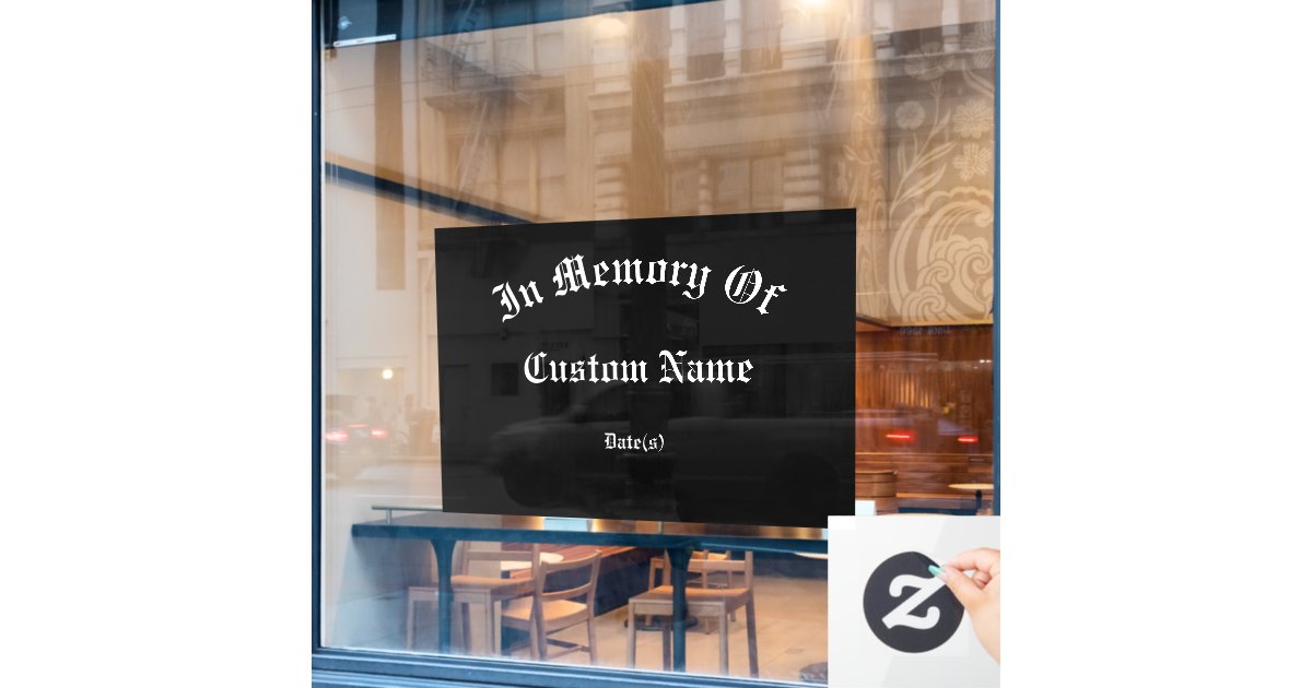 In Remembrance Giant Tribute Window Cling | Zazzle