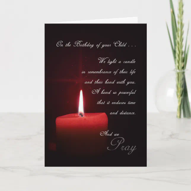 In Remembrance of Child's Birthday Candle Card | Zazzle