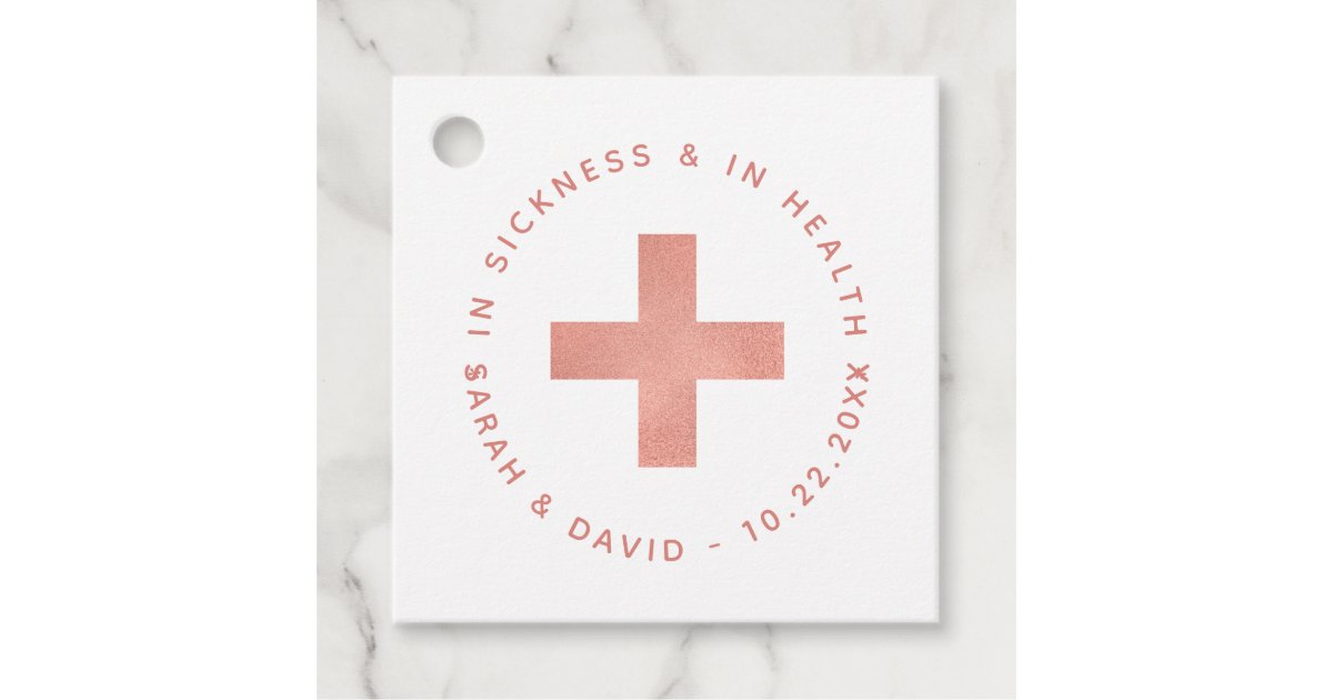 In Sickness and in Health Hangover Kit Rose Gold Favor Tags | Zazzle