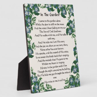 In The Garden Hymn Flowers Floral Plaque | Zazzle