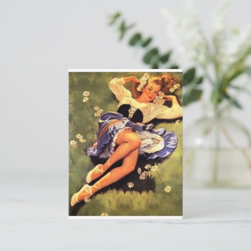 In the Grass Pin Up Postcard | Zazzle